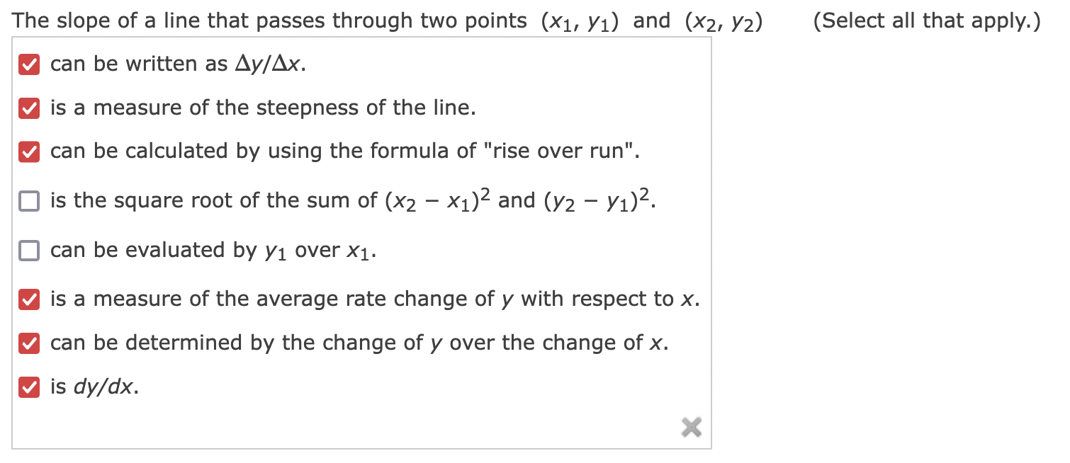 Solved The slope of a line that passes through two points | Chegg.com