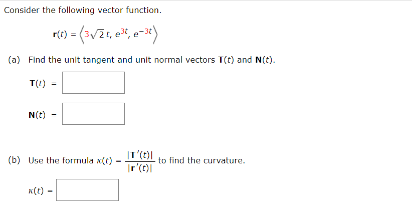 Solved Consider the following vector function. | Chegg.com