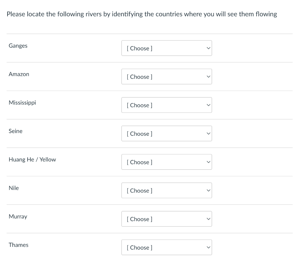 Solved Please locate the following rivers by identifying the | Chegg.com
