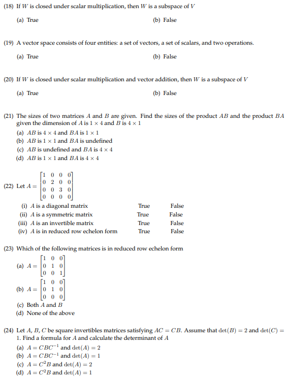 (18) If W is closed under scalar multiplication, then | Chegg.com
