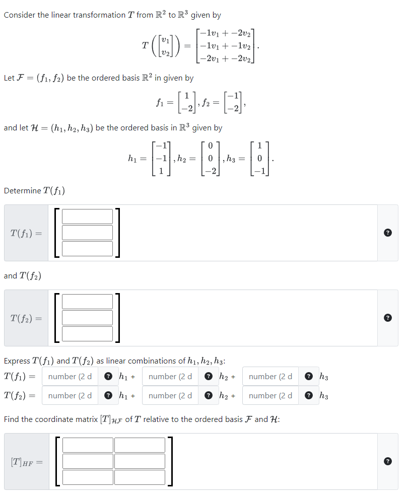 Solved Consider the linear transformation T from R2 to R3 | Chegg.com
