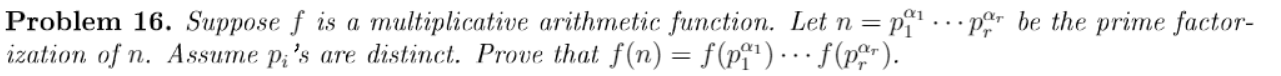Solved Problem 16. Suppose f is a multiplicative arithmetic | Chegg.com