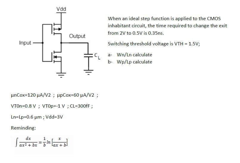 Solved Vdd Output When an ideal step function is applied to | Chegg.com