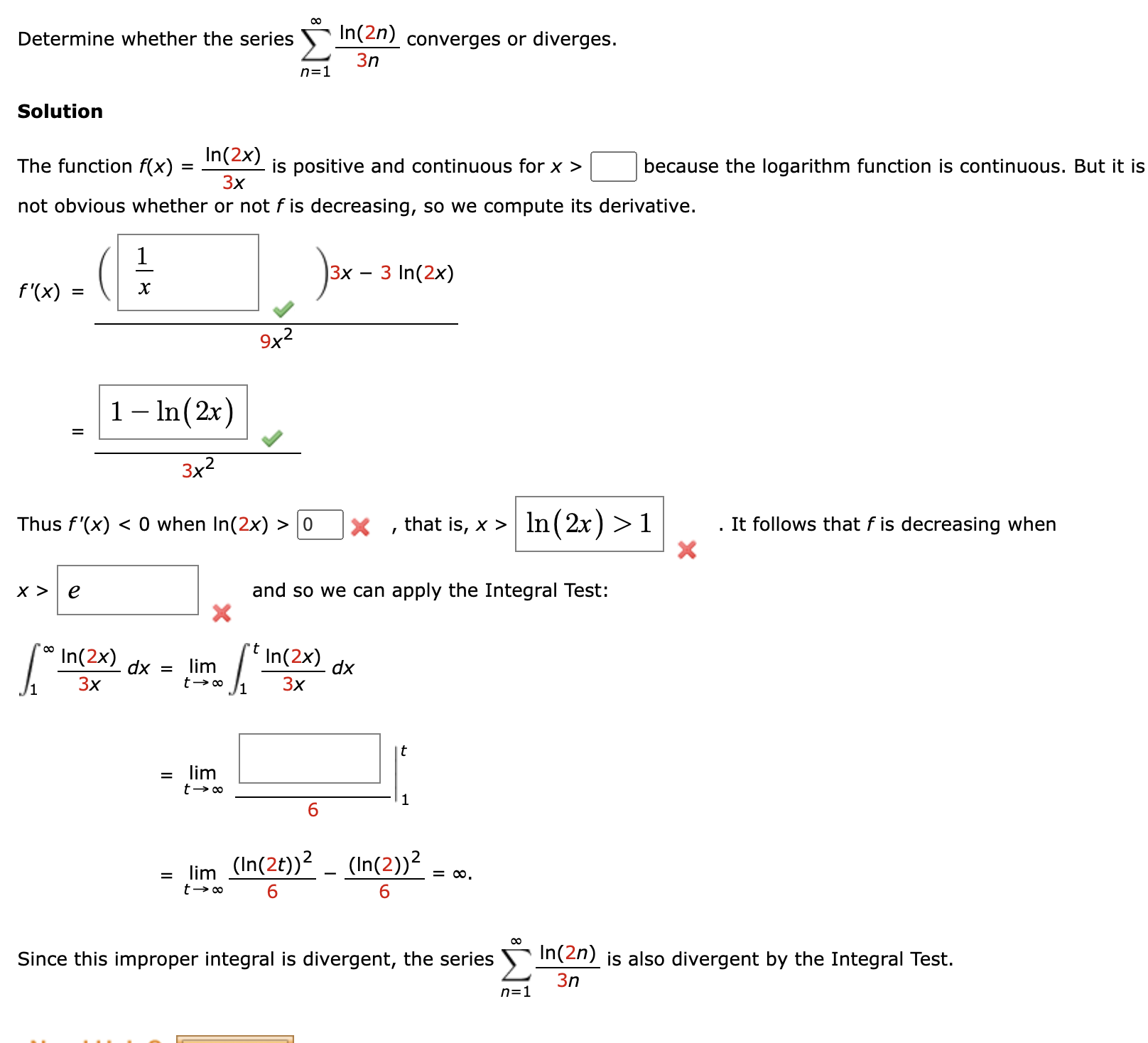 Solved Determine whether the series ∑n=1∞3nln(2n) converges | Chegg.com