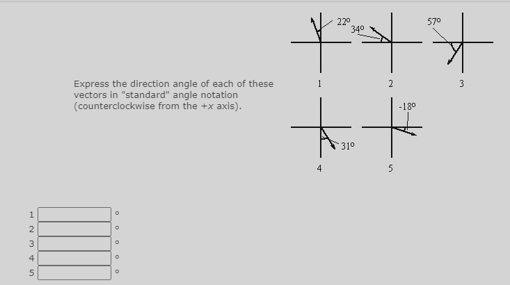 Solved Express the direction angle of each of these vectors | Chegg.com