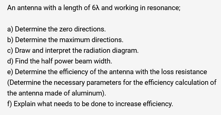 An antenna with a length of 6λ and working in | Chegg.com