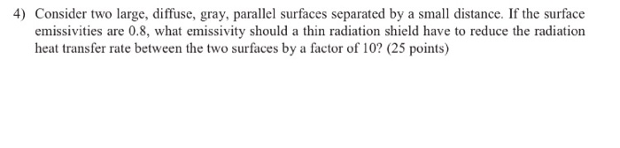 Solved 4) Consider two large, diffuse, gray, parallel | Chegg.com