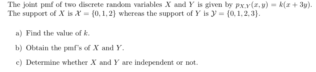 Solved The joint pmf of two discrete random variables X and | Chegg.com