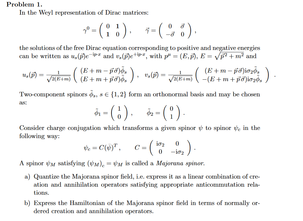 a) Quantize the Majorana spinor field, i.e. express | Chegg.com