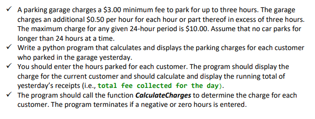 Solved A parking garage charges a $3.00 minimum fee to park | Chegg.com