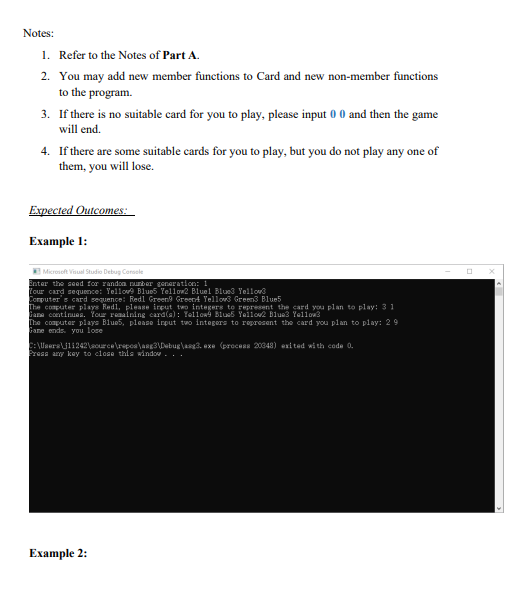 Solved Part B: Playing the Simple UNO Game Extend your | Chegg.com