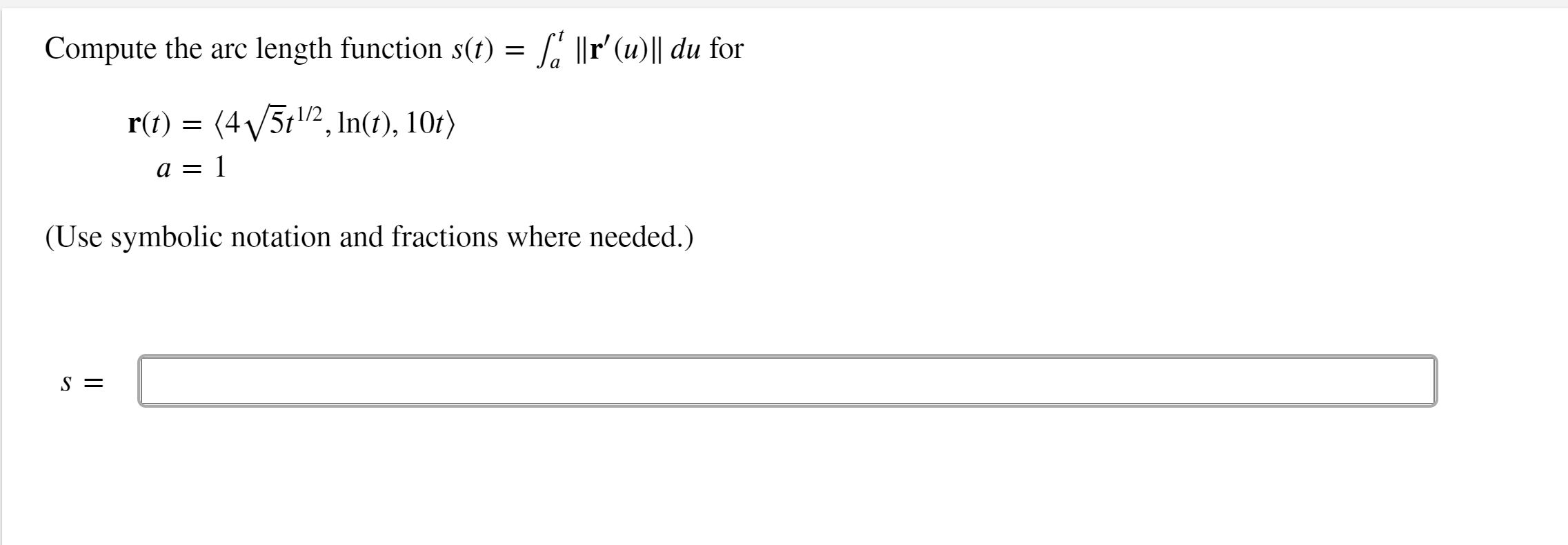 Solved Compute the arc length function s(t) = Set ||r' (u)|| | Chegg.com