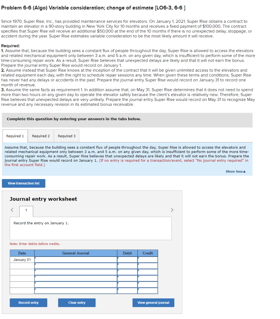Solved Problem 6-6 (Algo) Variable consideration; change of | Chegg.com