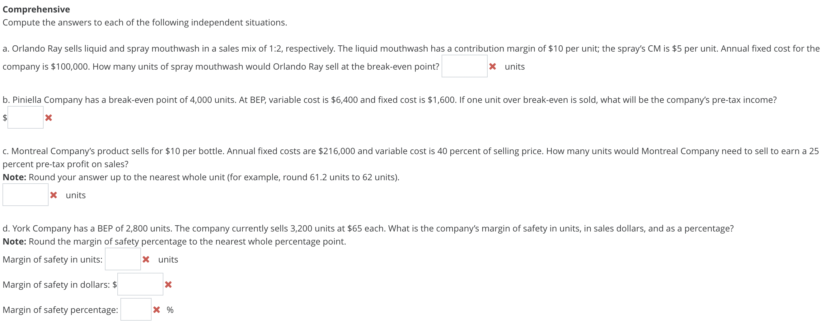 Solved ComprehensiveCompute the answers to each of the | Chegg.com