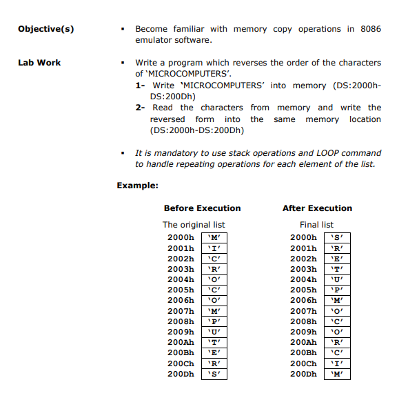 Solved - Become familiar with memory copy operations in 8086 | Chegg.com