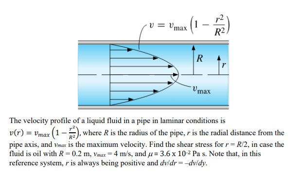 Solved v = Vmax (1 R2 R Vmax The velocity profile of a | Chegg.com
