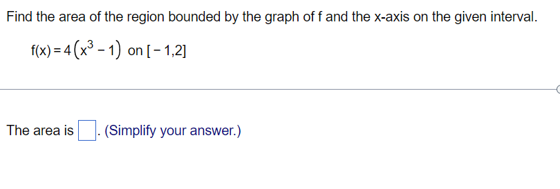 Solved Find the area of the region bounded by the graph of f | Chegg.com