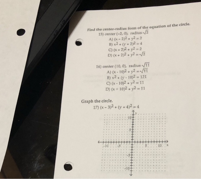 Solved Find the center-radius form of the equation of the | Chegg.com