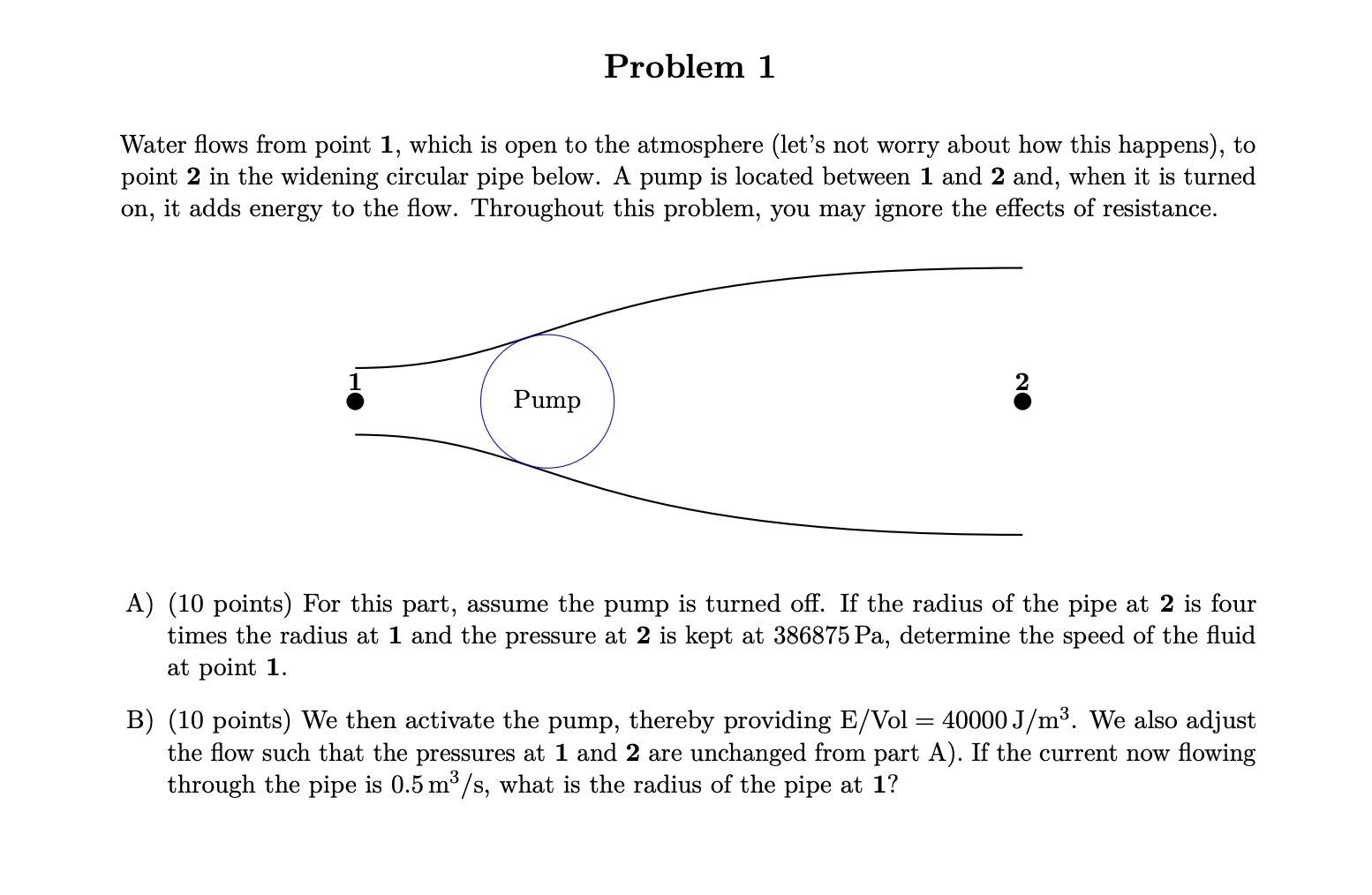 Solved Problem 1 Water flows from point 1, which is open to | Chegg.com