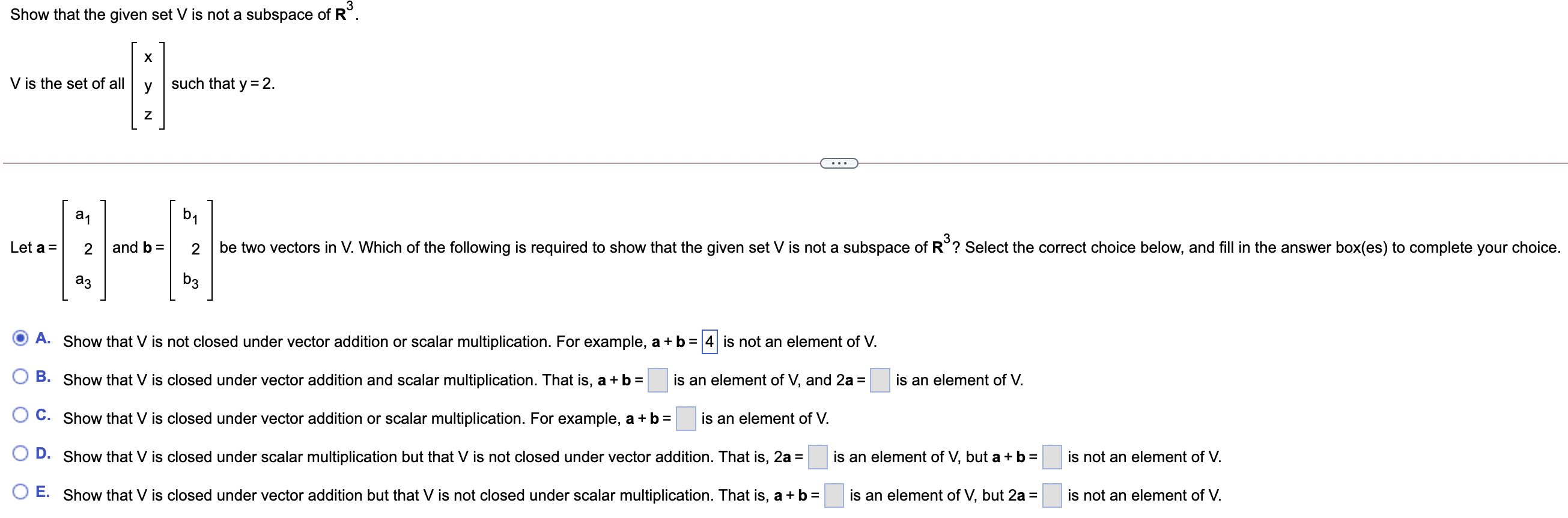 Solved Show that the given set V is not a subspace of Rº. X | Chegg.com