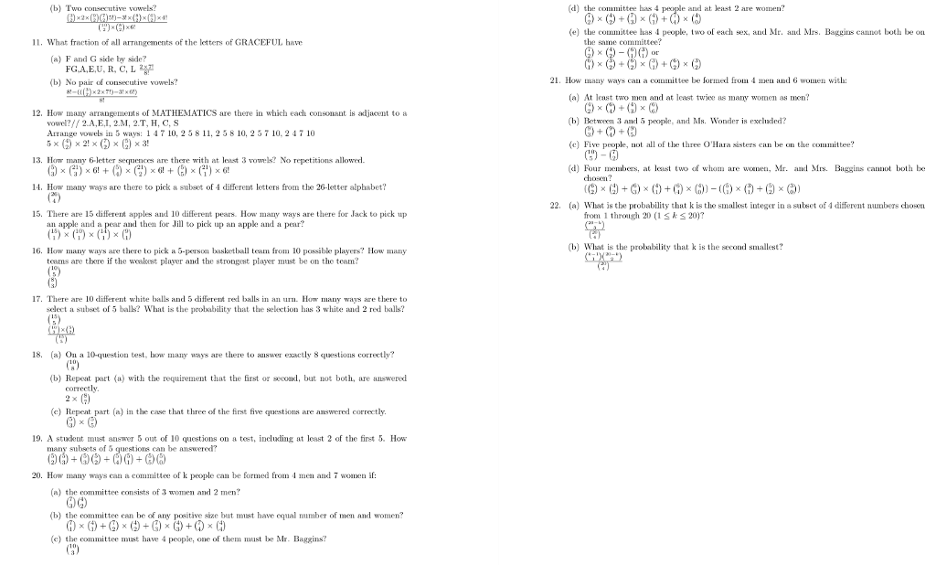 Solved (b) Two consecutive vowels? (d) the committee has 4 | Chegg.com