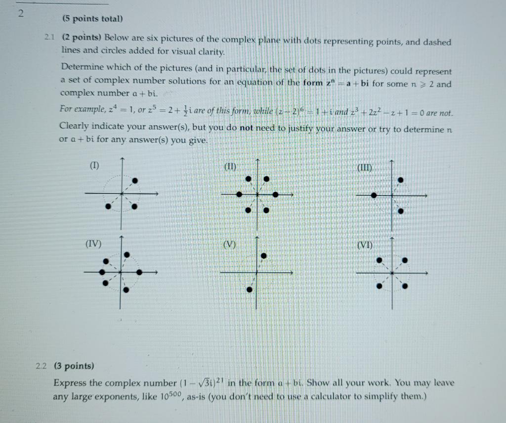 Solved 2 (5 points total) 2.1 (2 points) Below are six | Chegg.com