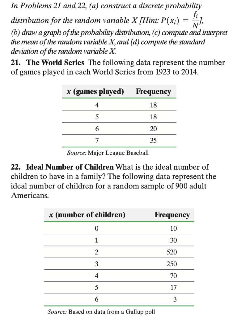 Solved In Problems 21 and 22, (a) construct a discrete | Chegg.com