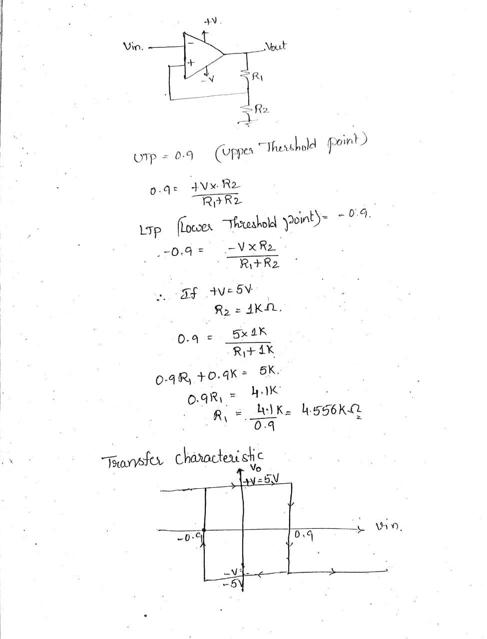 Solved (d) Design a Schmitt Trigger circuit as shown in | Chegg.com