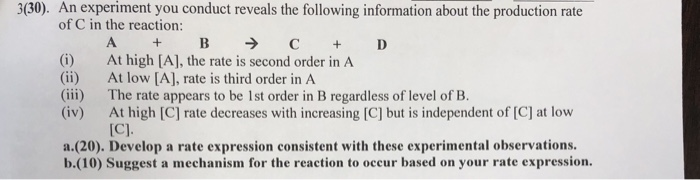 Solved 3(30). An experiment you conduct reveals the | Chegg.com