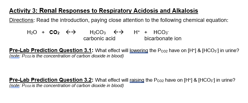 Solved Activity 3: Renal Responses to Respiratory Acidosis | Chegg.com