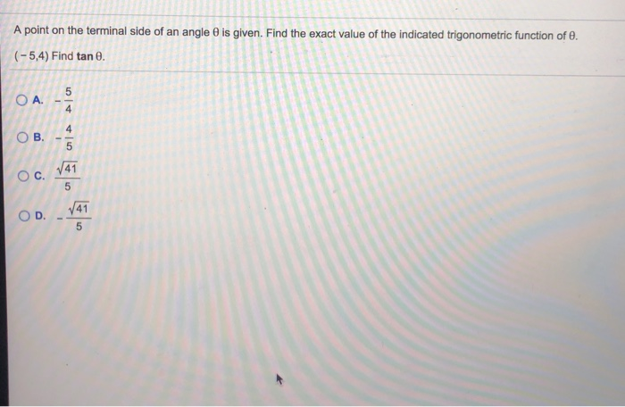 Solved A point on the terminal side of an angle 0 is given. | Chegg.com