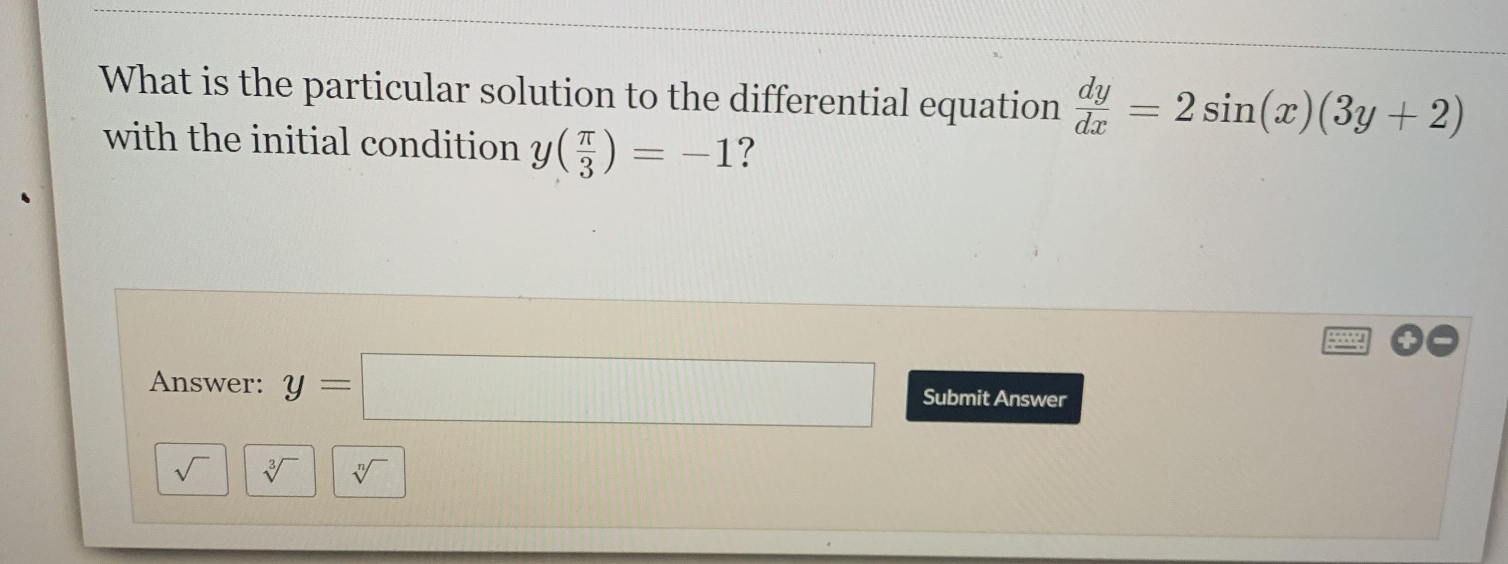 Solved What is the particular solution to the differential | Chegg.com