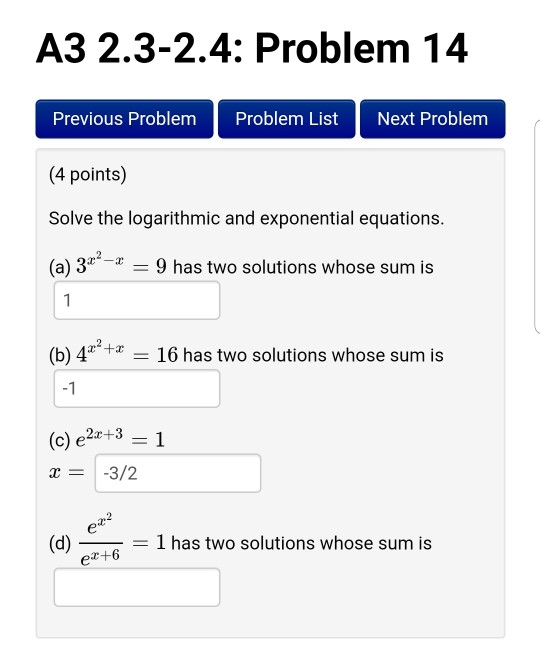 Solved A3 2.3-2.4: Problem 3 Previous Problem Problem List | Chegg.com