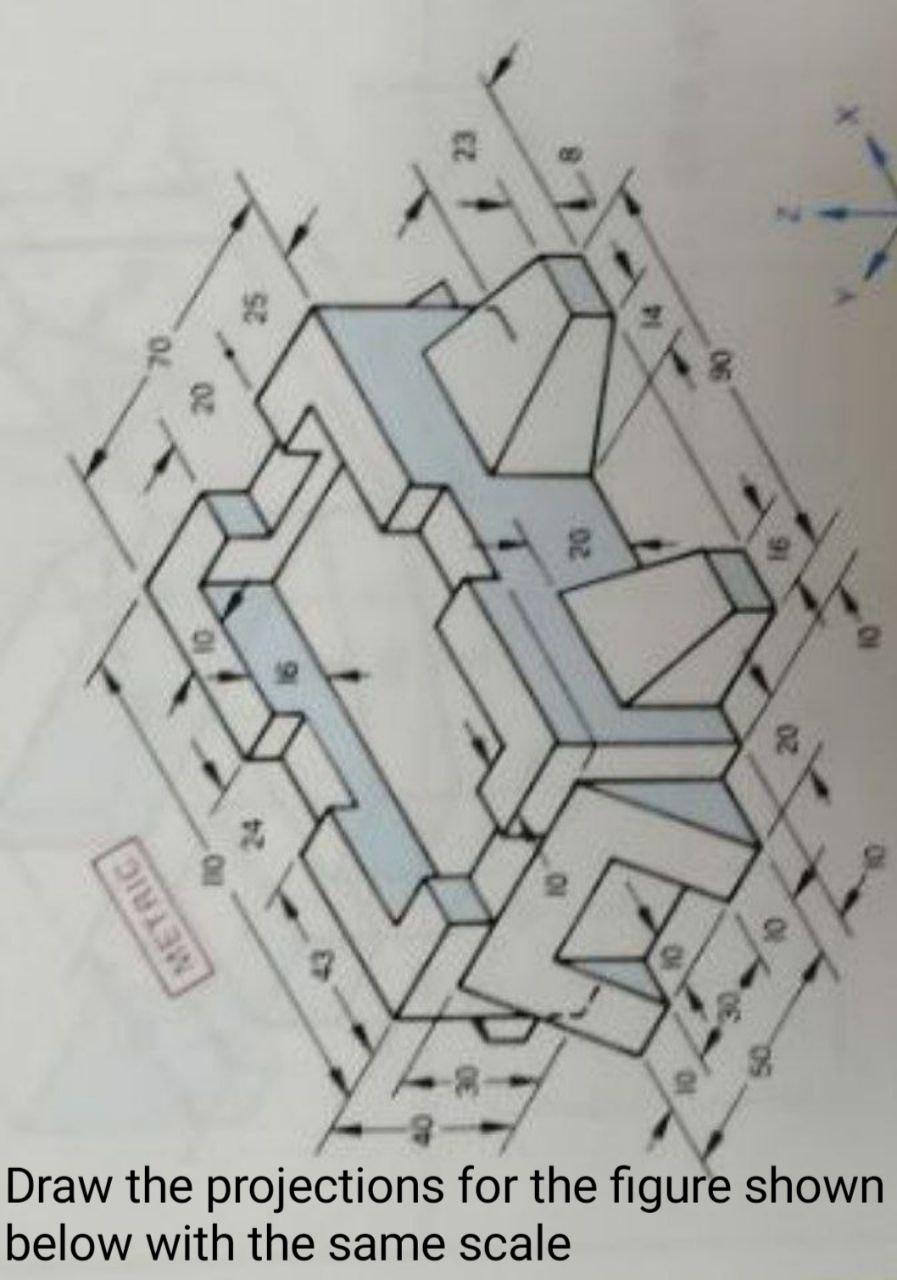 Solved METRIC 2 Draw the projections for the figure shown | Chegg.com