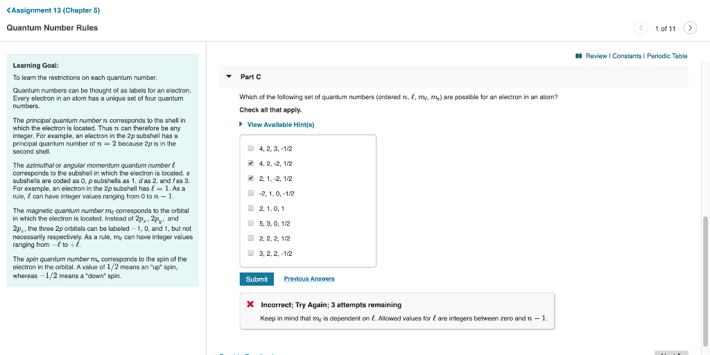 Solved Review Constants Periodic Table Part C Learning | Chegg.com