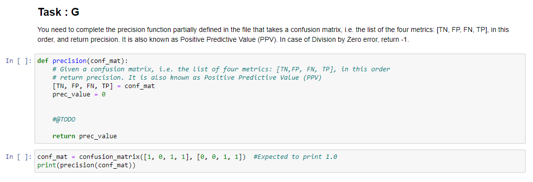 Solved Task : G You need to complete the precision function | Chegg.com