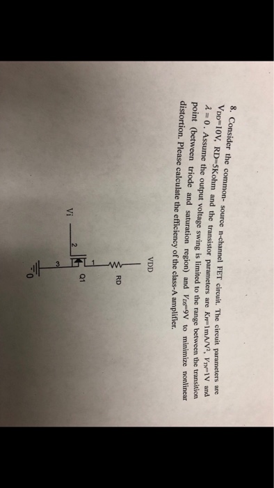 Solved 8. Conside VDD-10V, RD-5Kohm and the transistor | Chegg.com