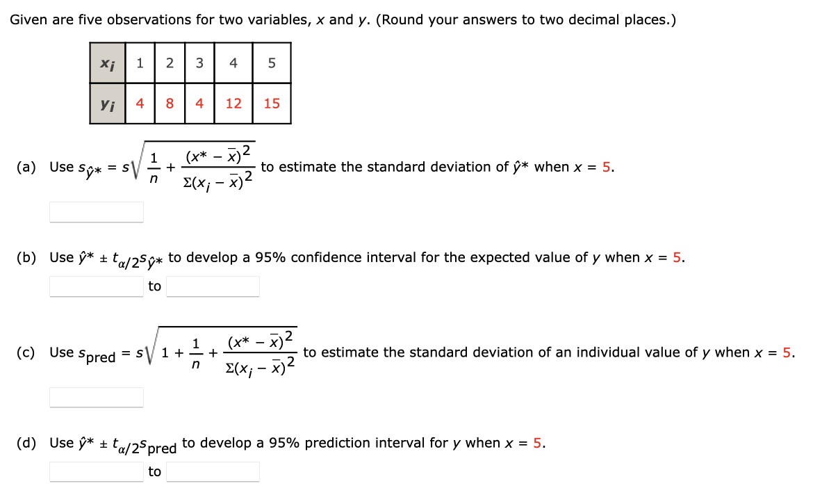 solved-given-are-five-observations-for-two-variables-x-and-chegg