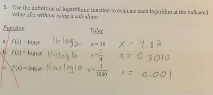 Solved Use the definition of logarithmic function to | Chegg.com