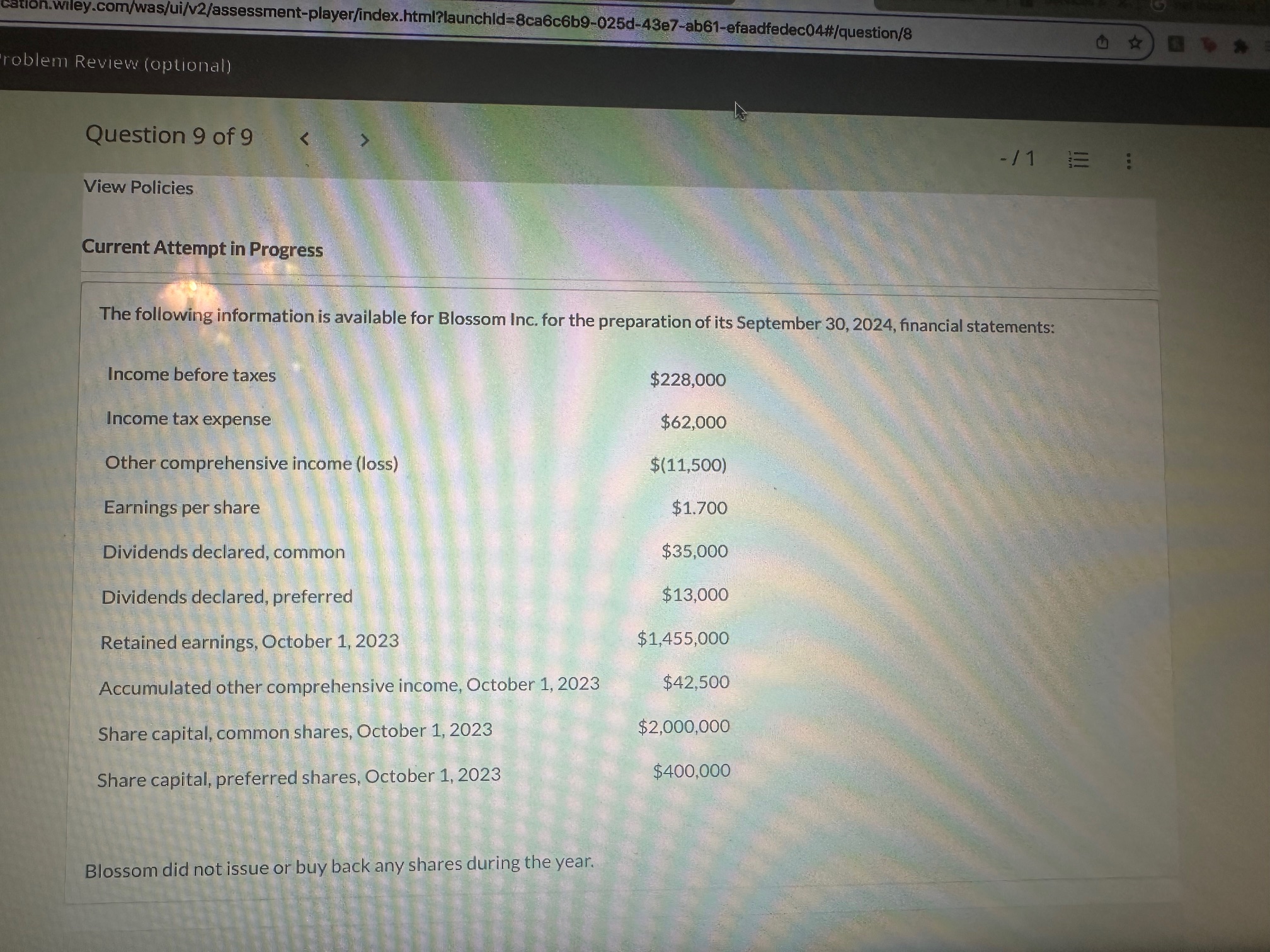 Solved The following information is available for Blossom | Chegg.com