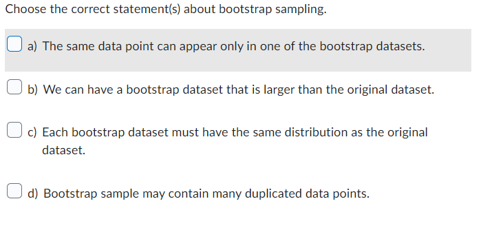 Solved Choose the correct statement(s) about bootstrap | Chegg.com