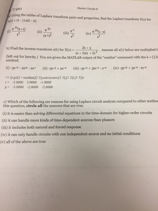 Solved Using the tables of Laplace transform pairs and | Chegg.com