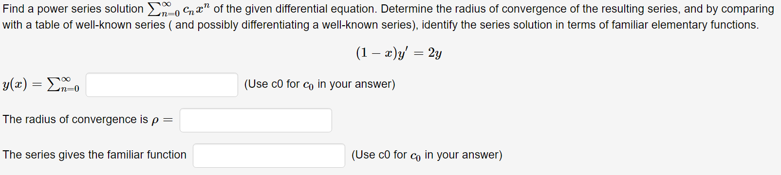 Solved Find a power series solution ∑n=0∞cnxn of the given | Chegg.com