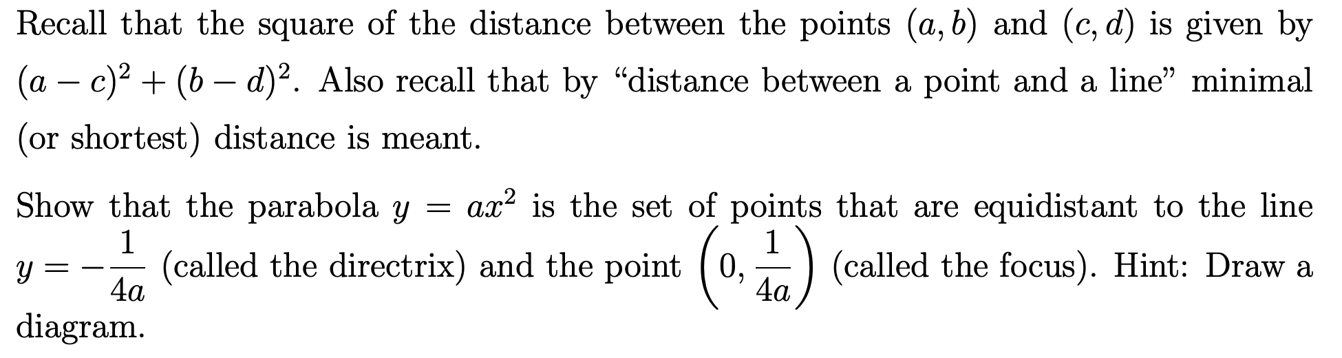 Solved Recall that the square of the distance between the | Chegg.com