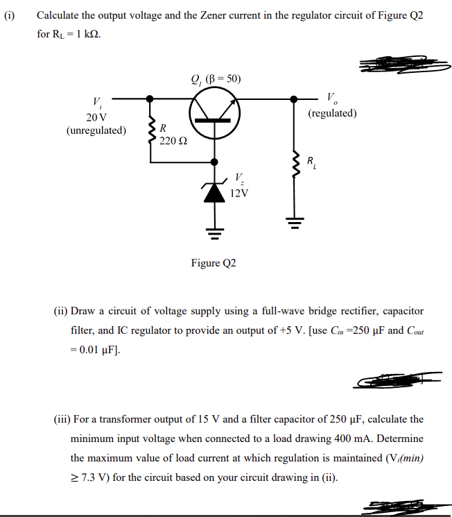 Solved Calculate the output voltage and the Zener current in | Chegg.com