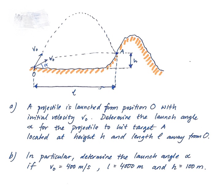 Solved A projectile is launched from position O with initial | Chegg.com