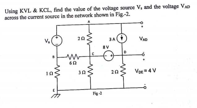 Solved Using KVL & KCL, find the value of the voltage source | Chegg.com