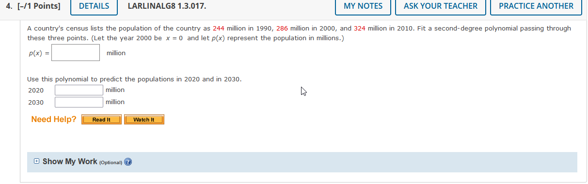 Solved A country's census lists the population of the | Chegg.com