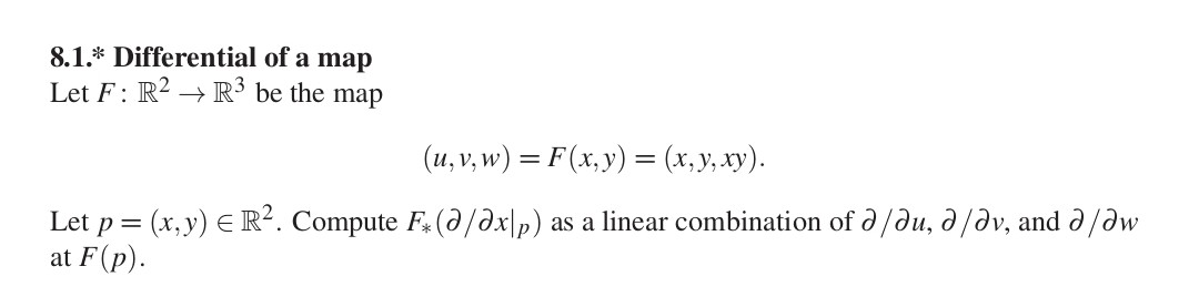 Solved 8.1.* Differential of a map Let F:R2→R3 be the map | Chegg.com