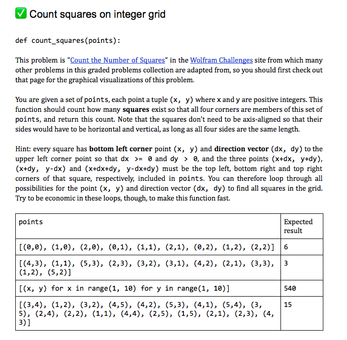 Solved Count squares on integer grid def count_squares | Chegg.com